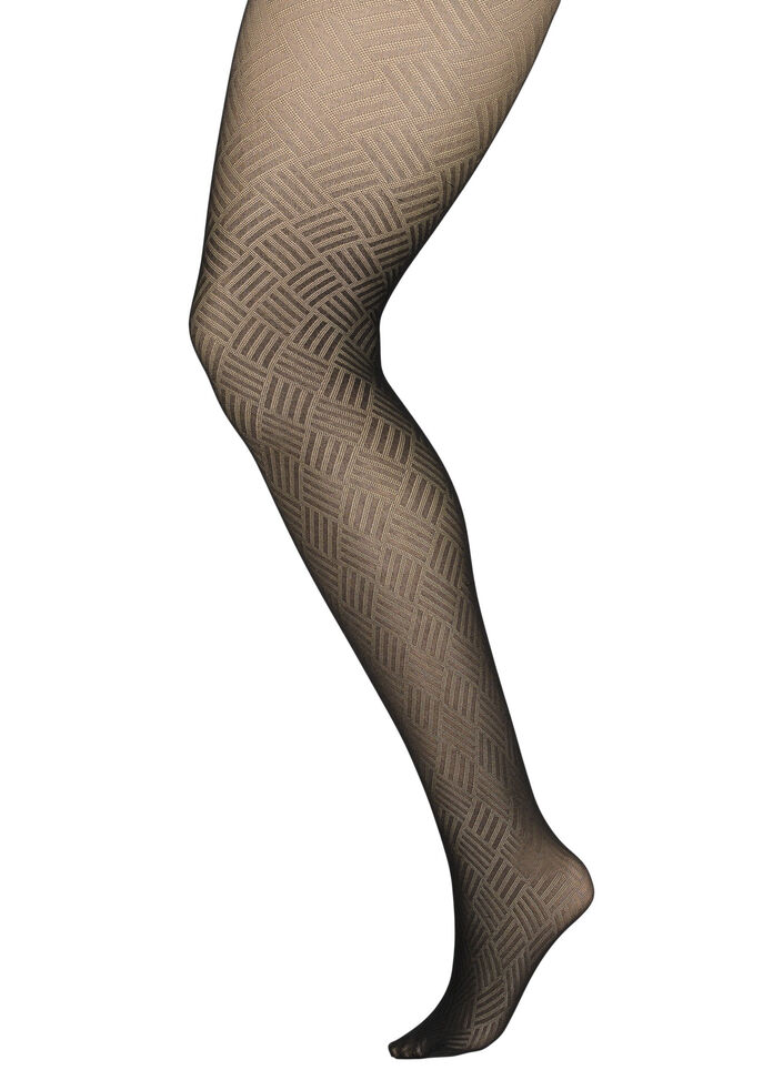 Patterned tights in 50 denier - Black - Zizzifashion
