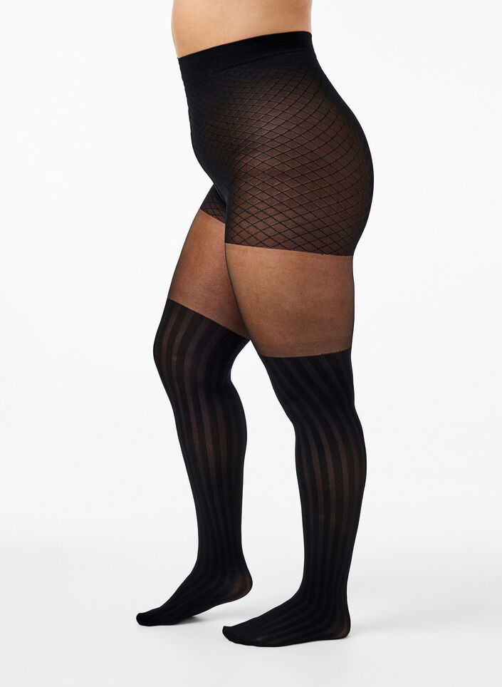 Overknee-look tights in 50 denier - Black - Zizzifashion