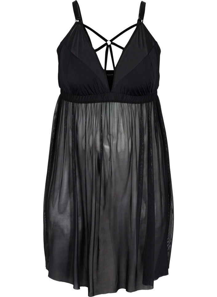 Transparent nightdress with string details - Black - Sz. 42-64 ...