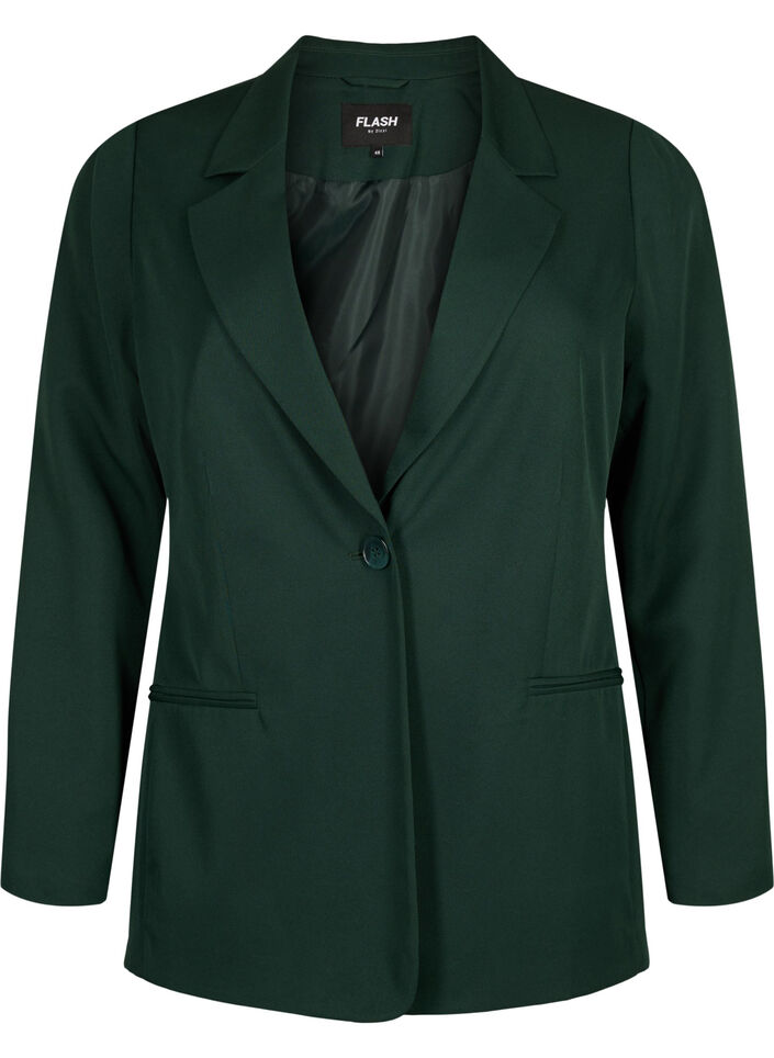 FLASH - Simple blazer with button - Green - Sz. 40-64 - Zizzifashion