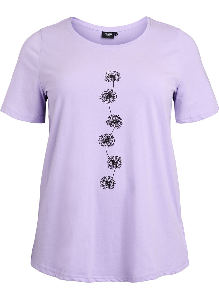 FLASH - T-shirt with motif - Purple - Sz. 40-64 - Zizzifashion