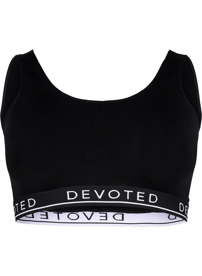 Seamless bra with text print - Black - Sz. 85E-115H - Zizzifashion