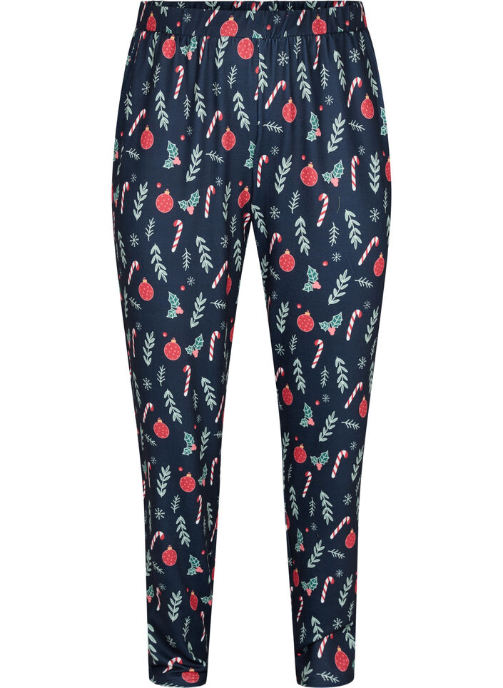 Christmas trousers with print - Blue - Sz. 42-60 - Zizzifashion