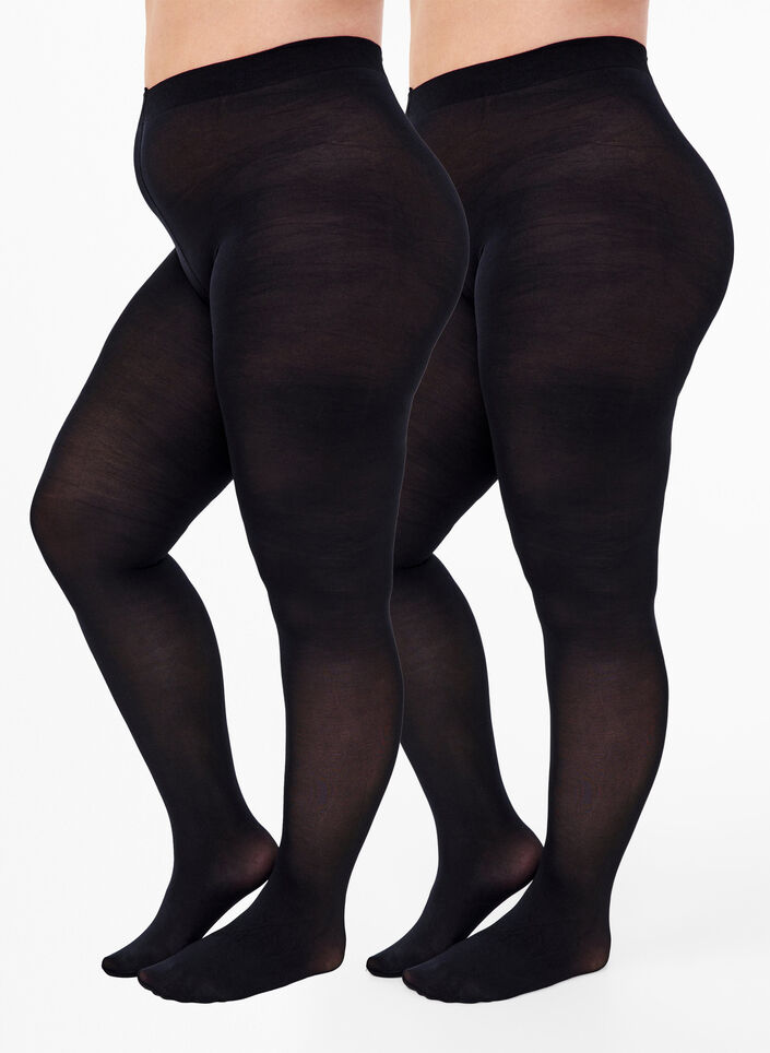 2-pack tights in 100 denier - Black - Zizzifashion