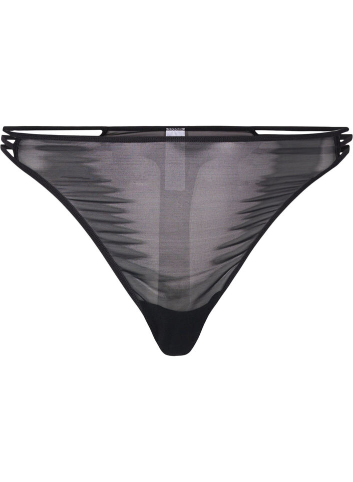 Mesh G-string with a regular waist - Black - Sz. 40-64 - Zizzifashion