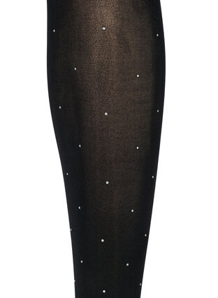 Tights in 40 denier with rhinestones - Black - Zizzifashion