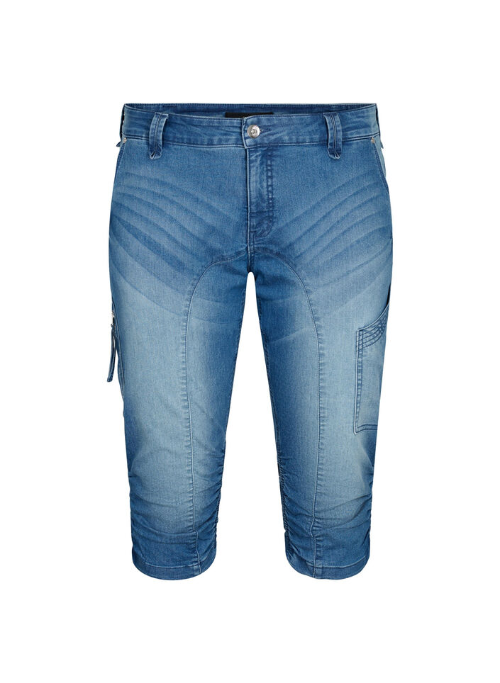 Slim fit capri jeans with pockets - Light Blue - Sz. 40-64 - Zizzifashion