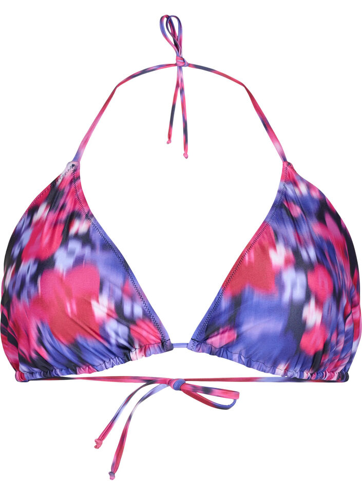 Triangle bikini bra with print - Pink - Sz. 42-64 - Zizzifashion