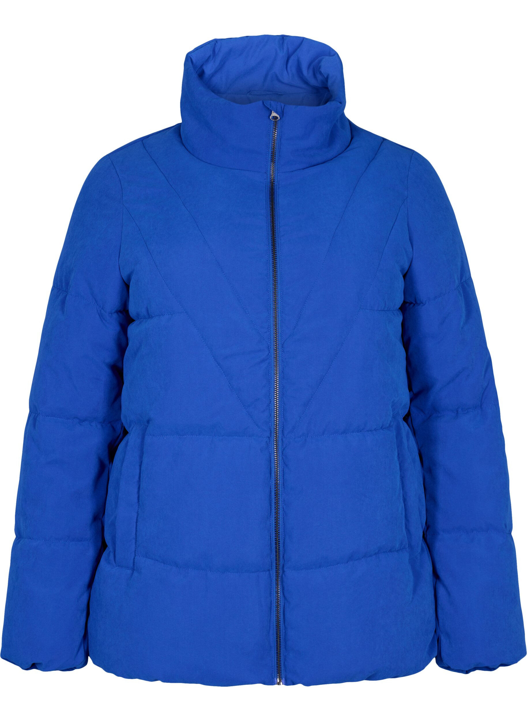 Short winter jacket with zip and high collar - Blue - Sz. 42-60 ...