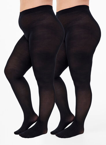 2-pack tights in 100 denier - Black - Zizzifashion