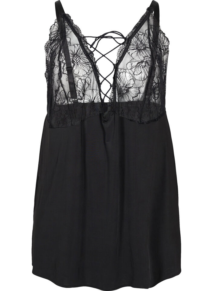 Lace top chemise - Black - Sz. 42-60 - Zizzifashion