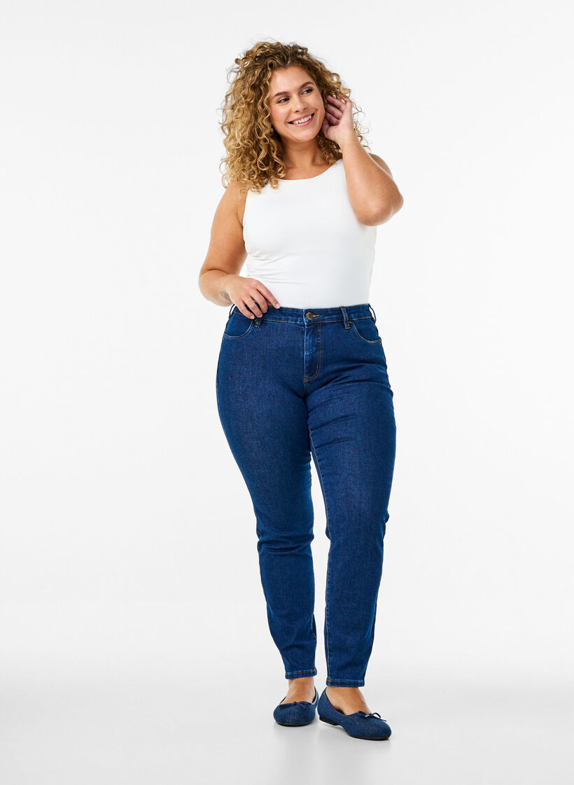 Slim fit Emily jeans with regular waist - Blue - Sz. 42-64 - Zizzifashion