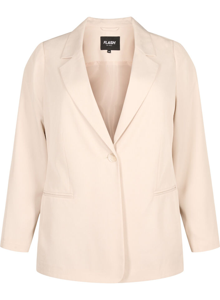 FLASH - Simple blazer with button - Beige - Sz. 40-64 - Zizzifashion