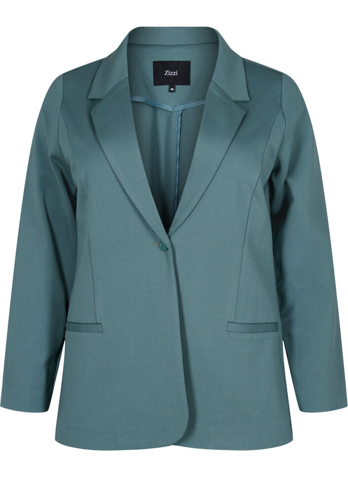 Simple blazer with button - Green - Sz. 42-64 - Zizzifashion