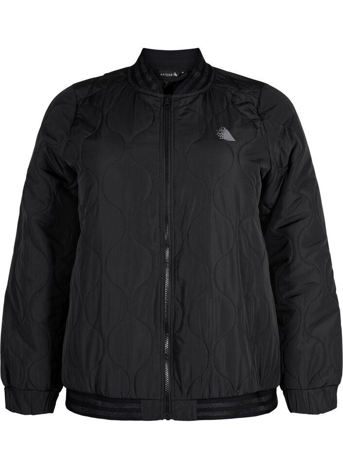 Bomber jacket with pockets and glitter - Black - Sz. 42-64 - Zizzifashion