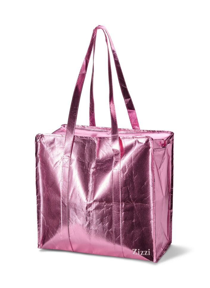 Shopping bag with zipper - Pink - Sz. One Size - Zizzifashion